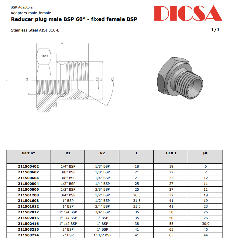 BSP Male to Female Stud Adaptor Reducing Plug | TTA Hydraulics
