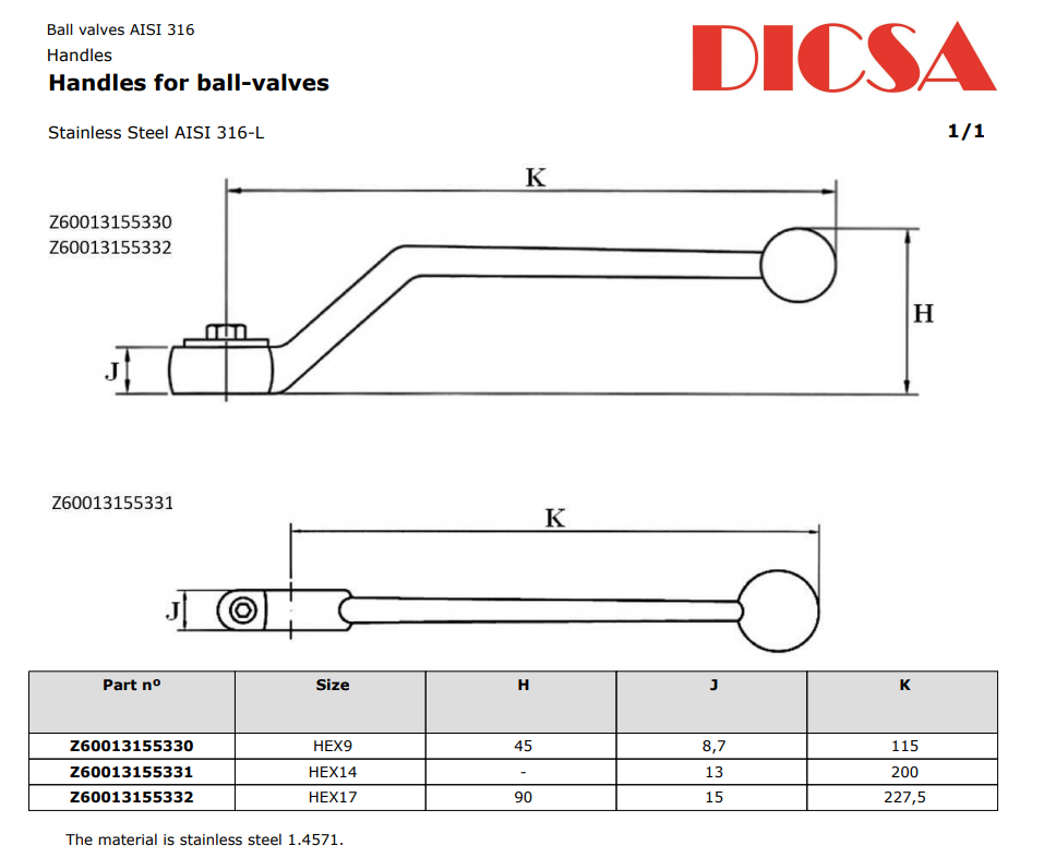 Ball Valve Handle Hex, BVS/Handle/HEX | TTA Hydraulics
