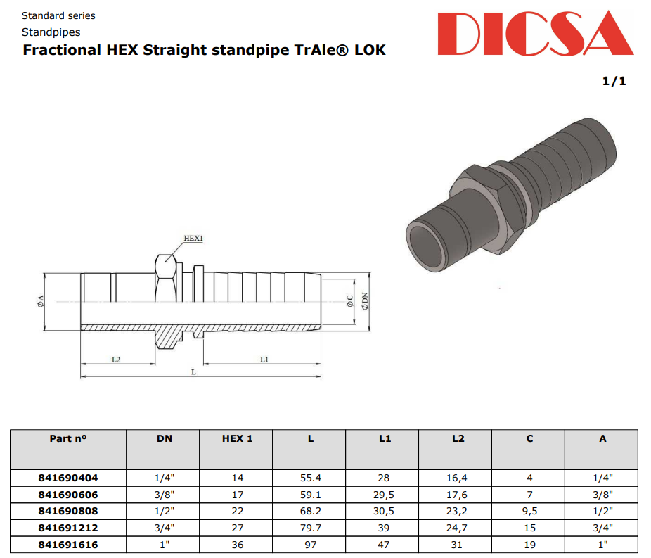 Stainless Straight Metric Standpipe to Hose End | TTA Hyd
