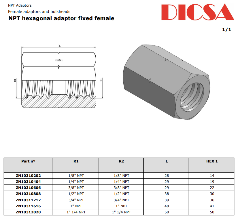 NPT Female Socket Adaptor, NS | TTA Hydraulics
