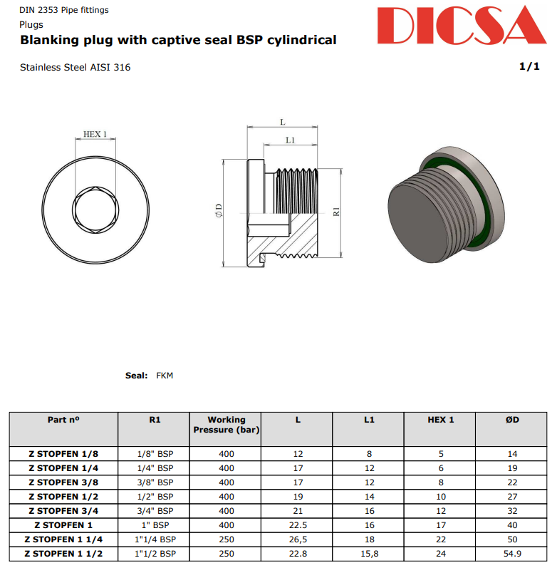 Socket Head Port Plug, BSP Series, VSTI-BSP | TTA Hyd