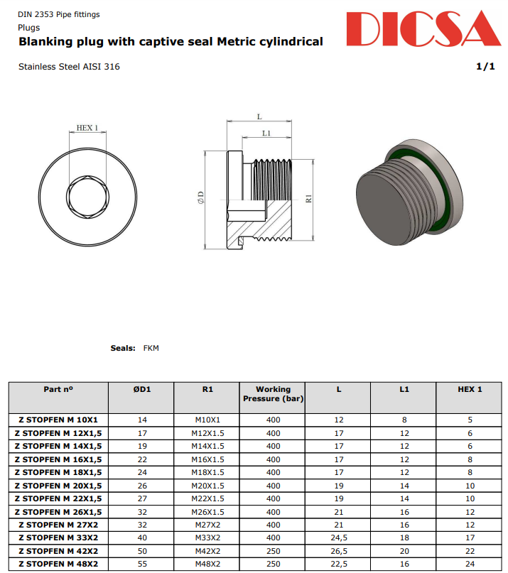 Socket Head Port Plug, Metric Series | TTA Hydraulics